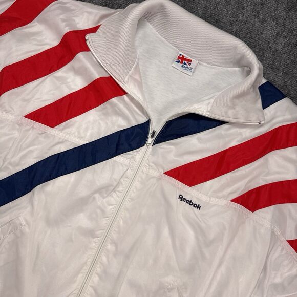 Reebok | Pants | Vintage Reebok Track Suit Usa Made Large White Red ...
